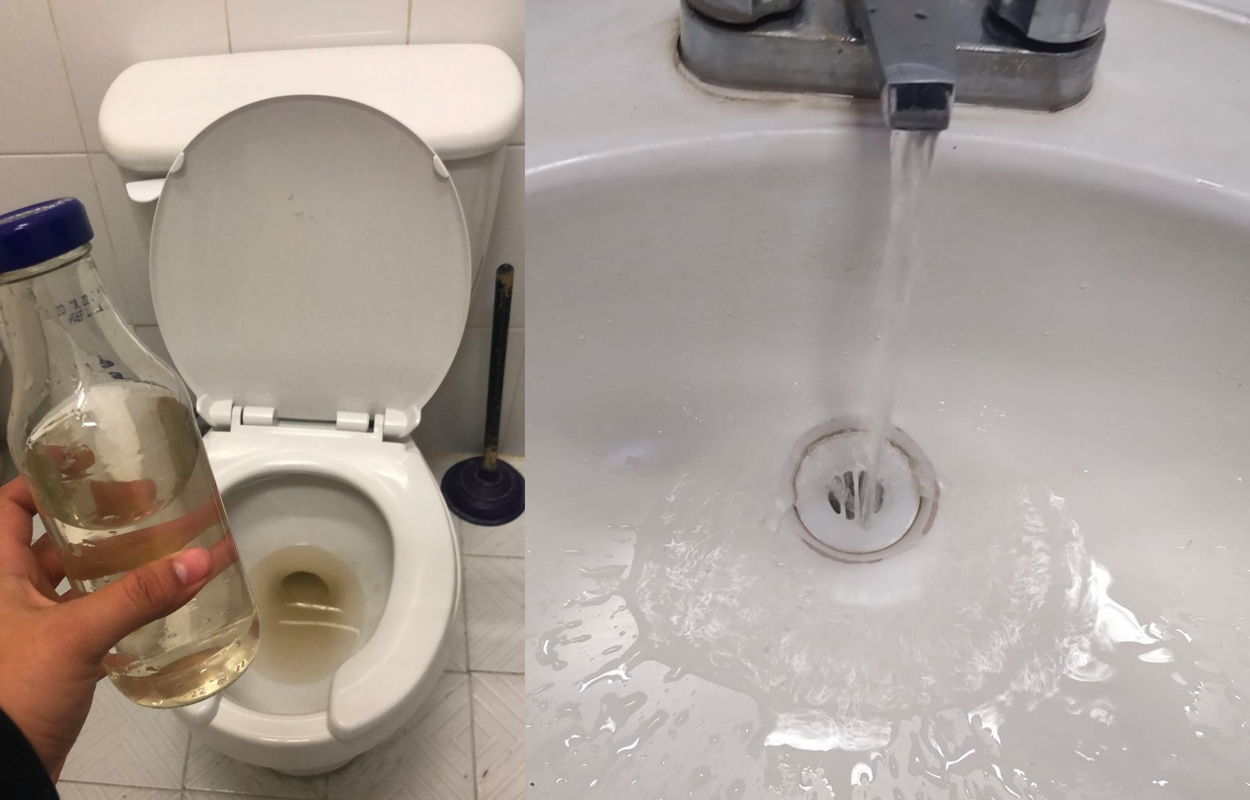 Sale agua “cochina” en los baños del Centro 👉 Local 👉️ En Blanco y Negro