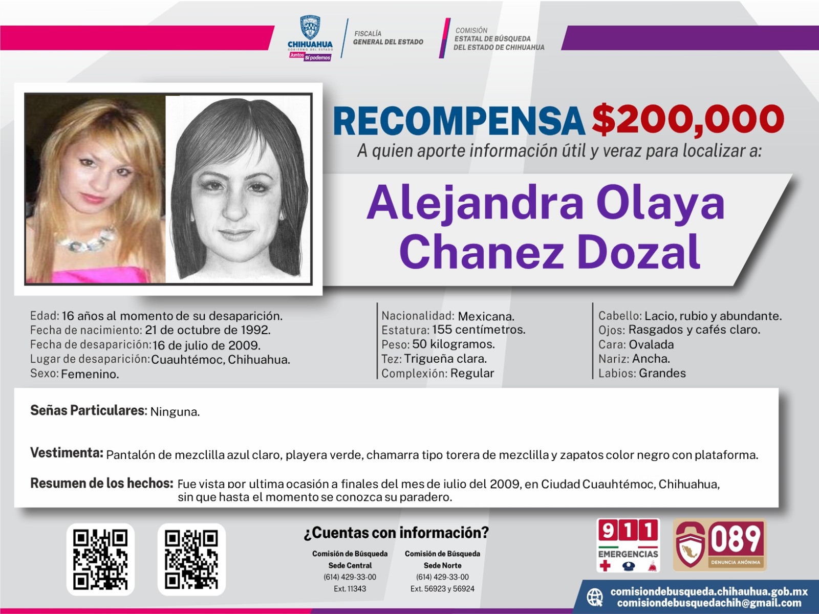 Ofrecen recompensa de $200 mil para localizar a Olaya 👉 Principales 👉️ ...