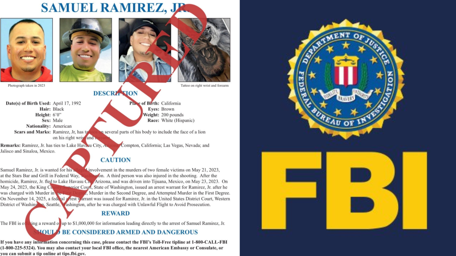 Capturan en Sinaloa a Samuel Ramírez Jr., prófugo del FBI desde 2023 👉 ...